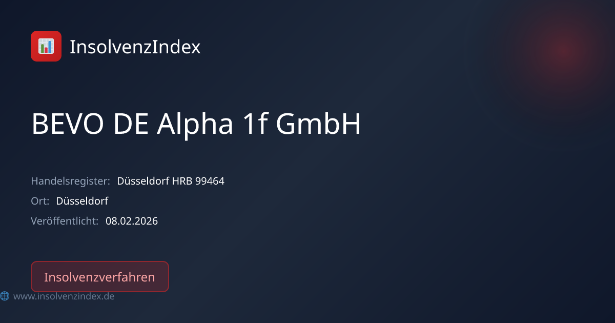 BEVO DE Alpha 1f GmbH (Düsseldorf HRB 99464) - Insolvenz Düsseldorf ...