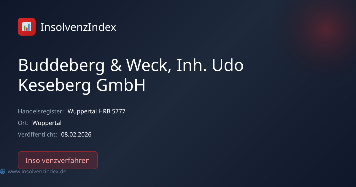 Buddeberg & Weck, Inh. Udo Keseberg GmbH (Wuppertal HRB 5777 ...