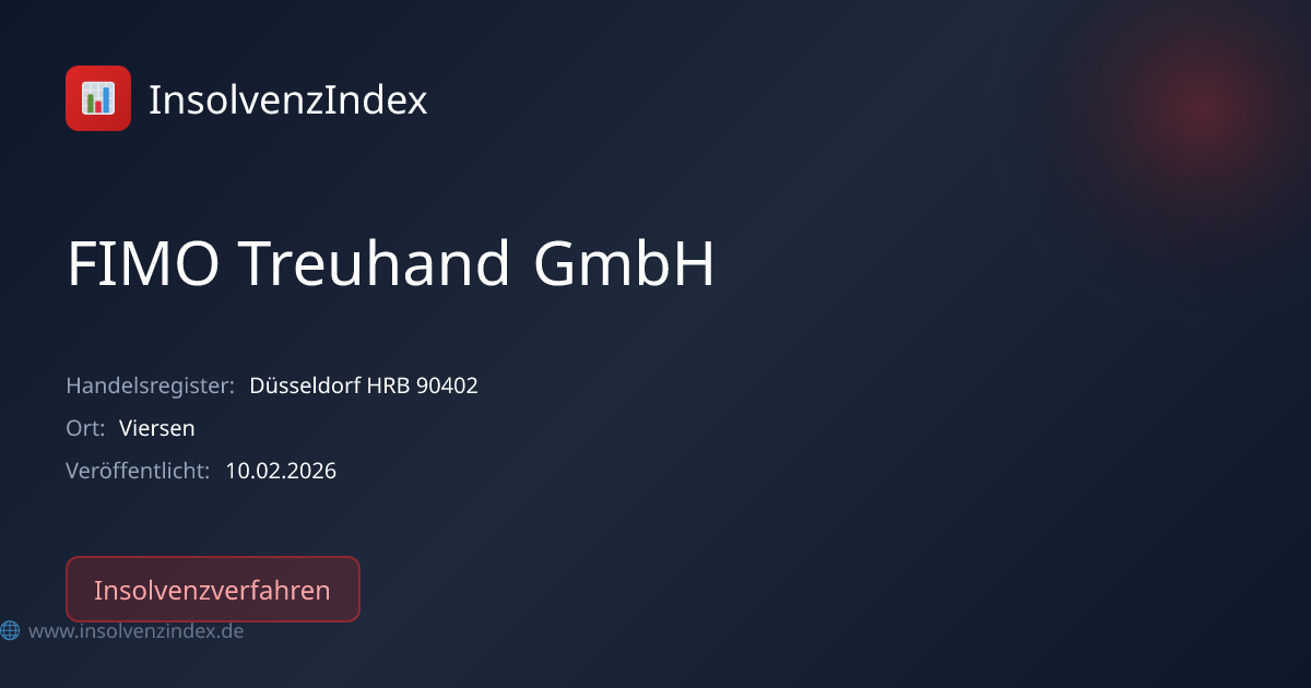 FIMO Treuhand GmbH (Düsseldorf HRB 90402) – Insolvenz Viersen ...